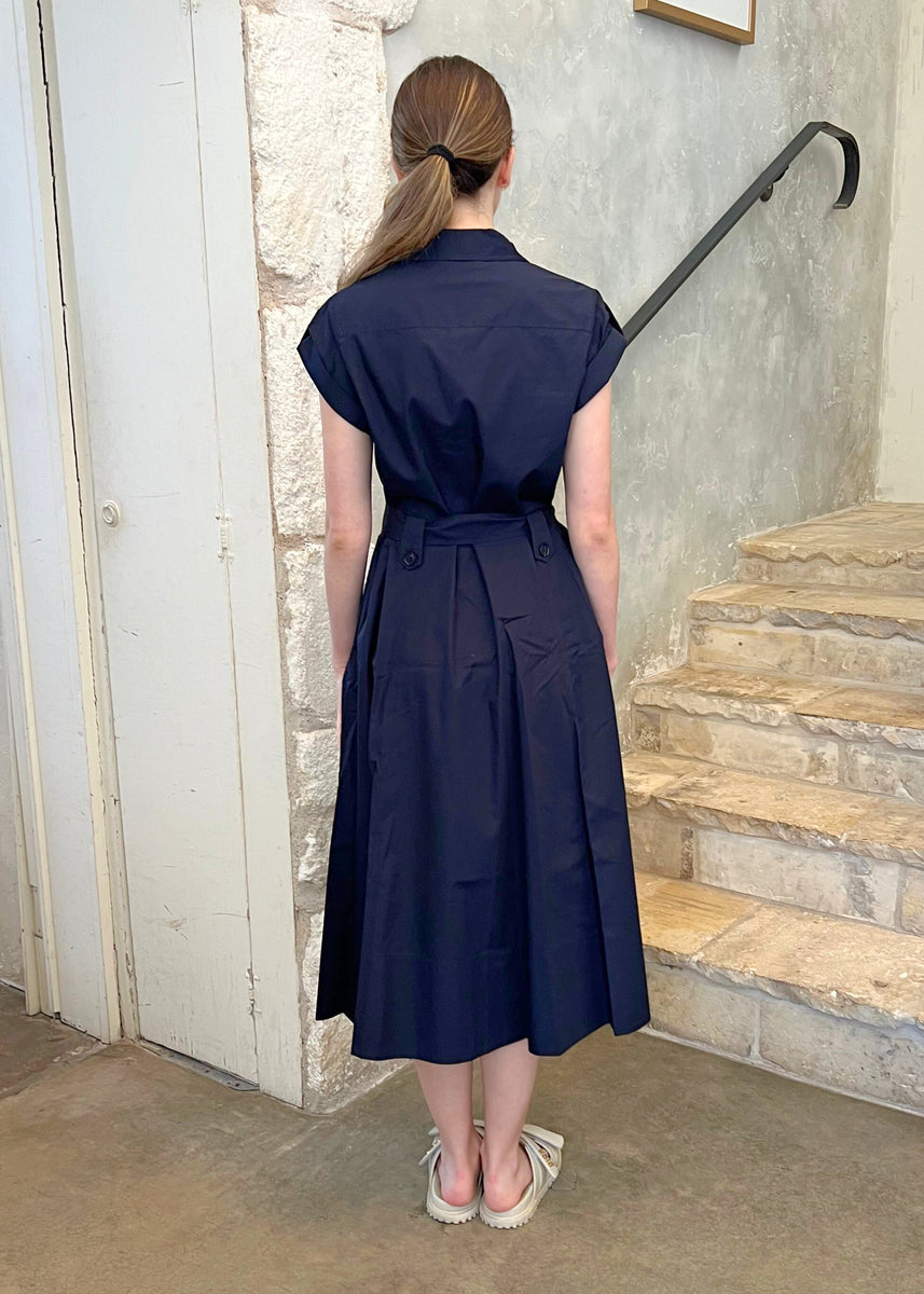 Kayla Cap Sleeve Belted Utility Midi Dress in Night Sky | European ...
